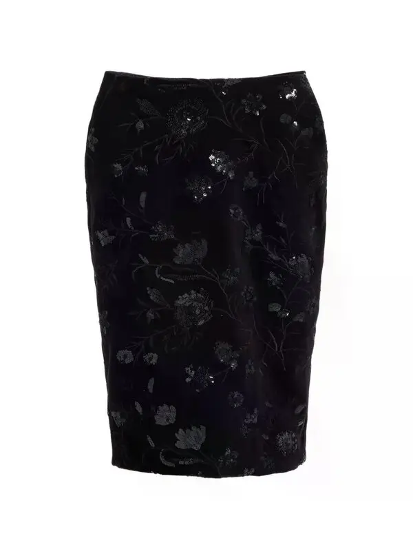 Elie Saab Embroidered-details Pencil Midi Skirt - Black