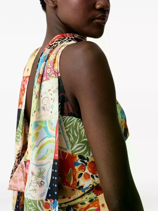NEVER FULLY DRESSED Patchwork Cowl-neck Maxi Dress