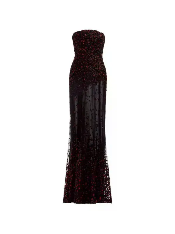 Elie Saab Sequin-embellished Strapless Maxi Dress - Black