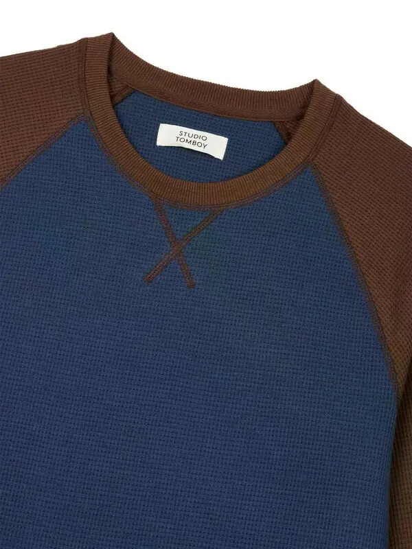 STUDIO TOMBOY Waffle-knit Raglan-sleeve T-shirt