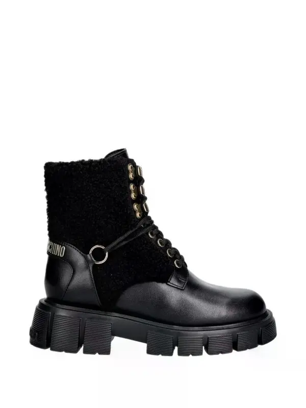 Moschino Bouclé-panel Lace-up Boots