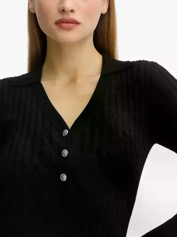 MORGAN Ribbed-knit Button-up Midi Dress