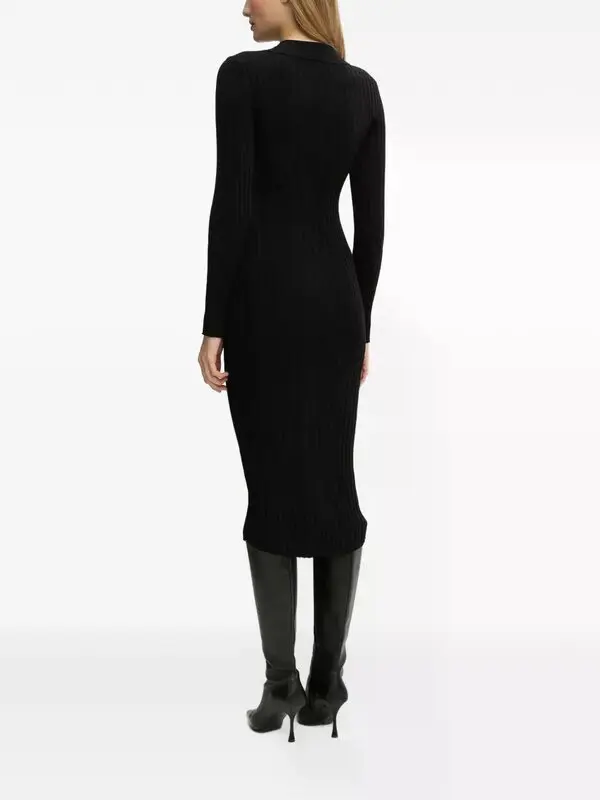 MORGAN Ribbed-knit Button-up Midi Dress