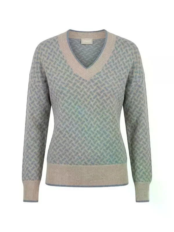 DRUMOHR Geometric-pattern V-neck Sweater - Blue