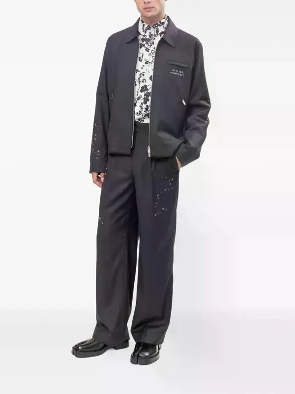 DOMREBEL Bully Cross-stitch Wool Trousers