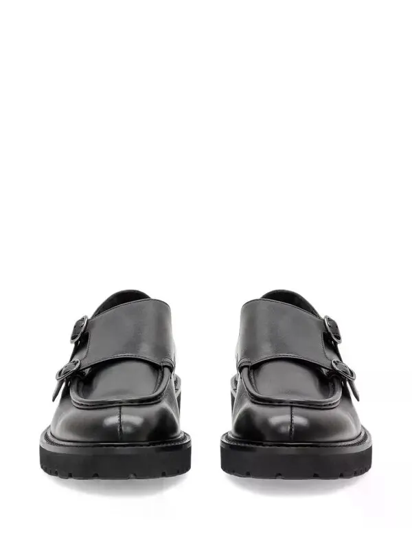 DOUCAL'S Double-buckle Leather Monk Shoes