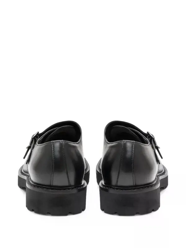 DOUCAL'S Double-buckle Leather Monk Shoes