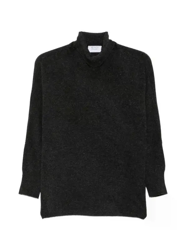 BEYOU High-neck Batwing-sleeve Sweater
