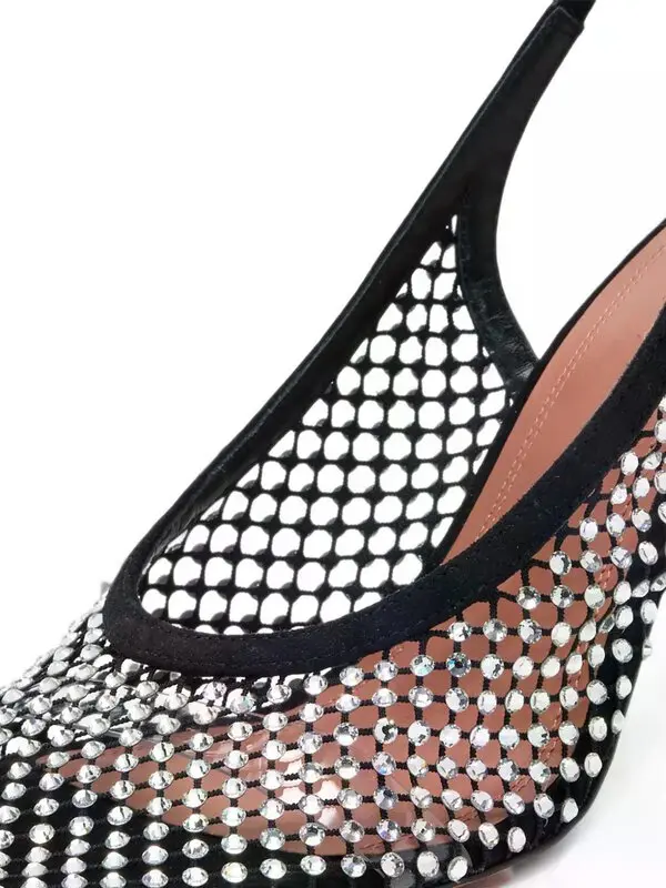 Amina Muaddi Dolly Crystal-net Slingback Pumps