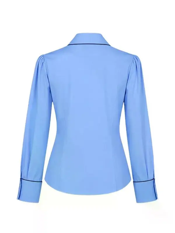Vivetta Tie-detail Contrast-trim Shirt - Blue