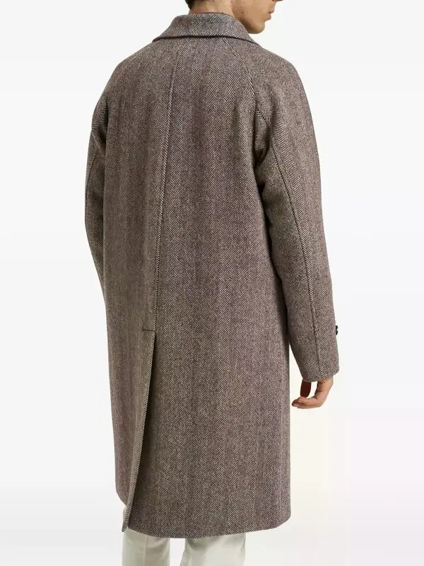 BRERAS MILANO Herringbone-pattern Single-breasted Coat