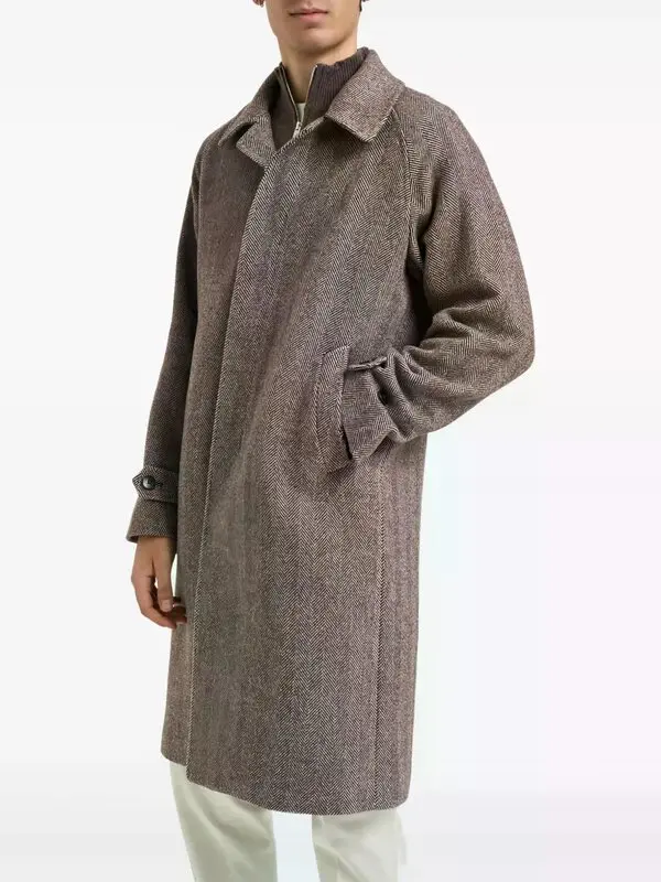 BRERAS MILANO Herringbone-pattern Single-breasted Coat