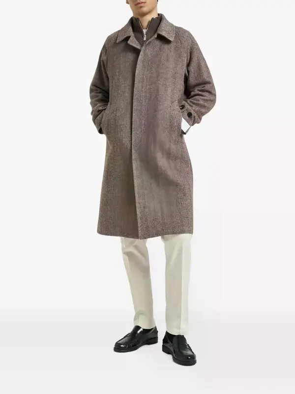BRERAS MILANO Herringbone-pattern Single-breasted Coat