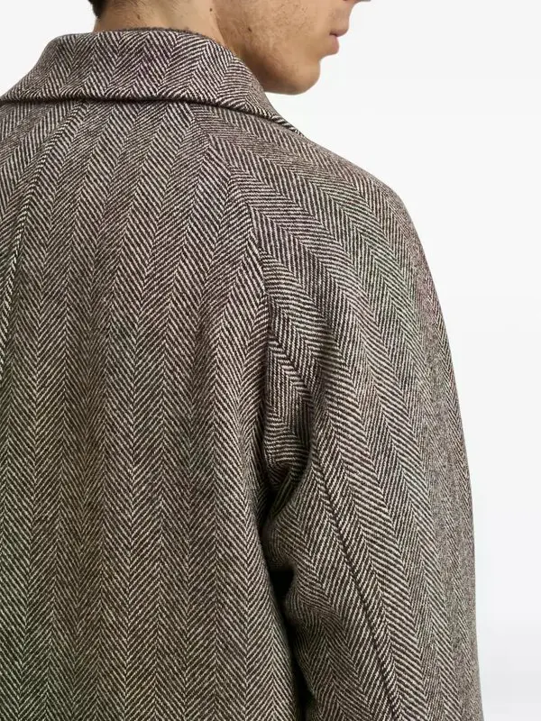 BRERAS MILANO Herringbone-pattern Single-breasted Coat