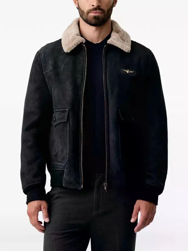 AERONAUTICA MILITARE Shearling-collar Flight Jacket - Black