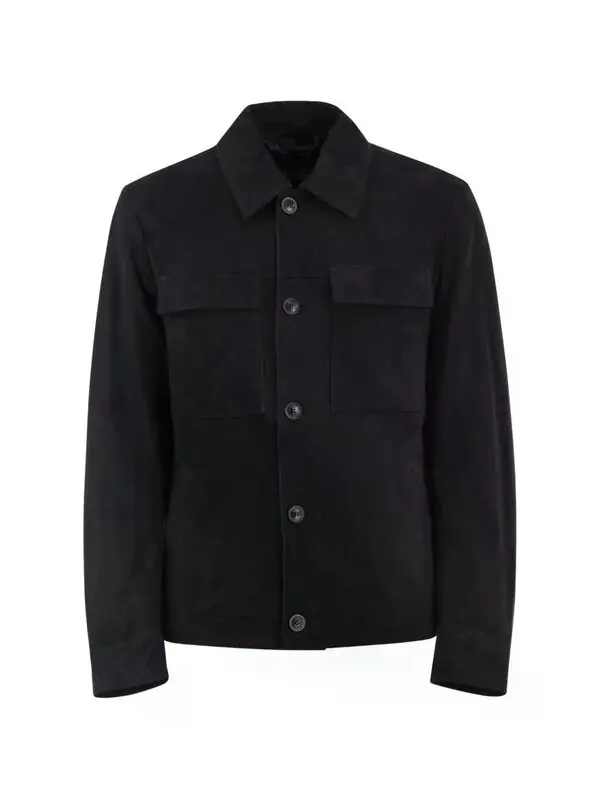 Herno Bottom-down Suede Jacket - Blue