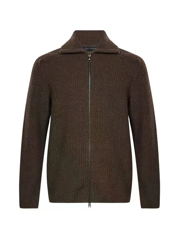 Tagliatore Ribbed-knit Zip-up Cardigan