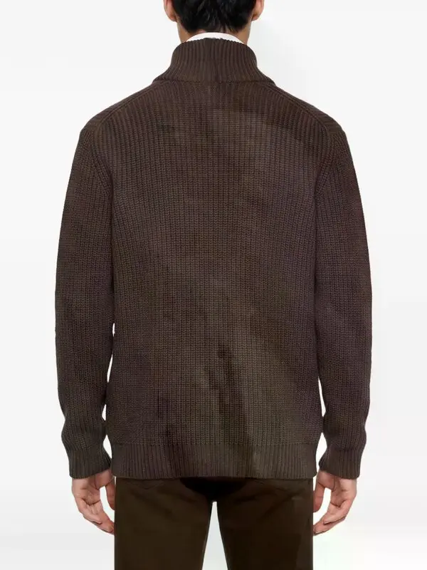 Tagliatore Ribbed-knit Zip-up Cardigan