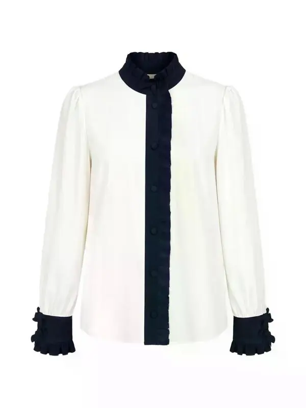 Vivetta Korean Ruffled Mandarin-collar Shirt