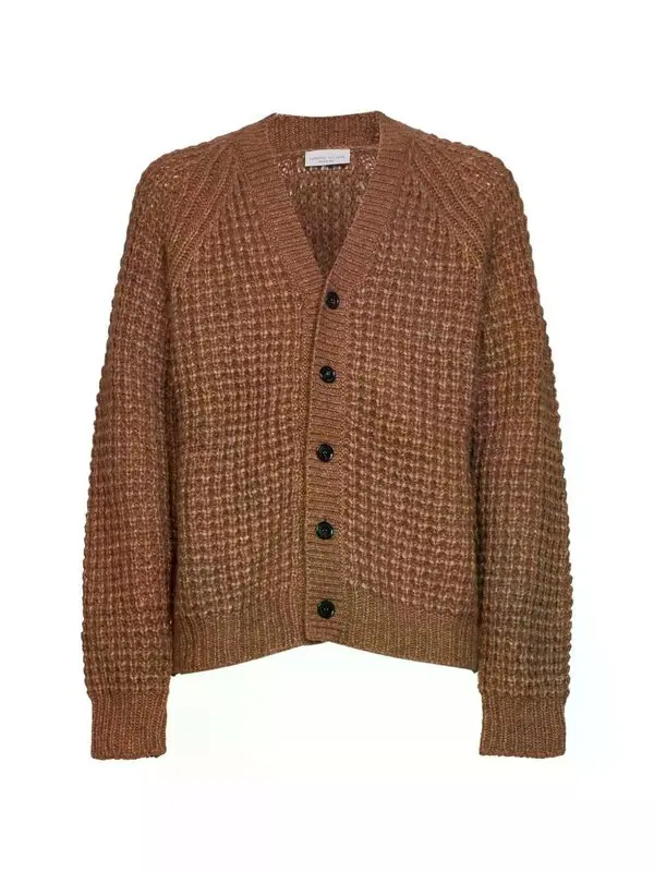 ROBERTO COLLINA Waffle-knit V-neck Cardigan