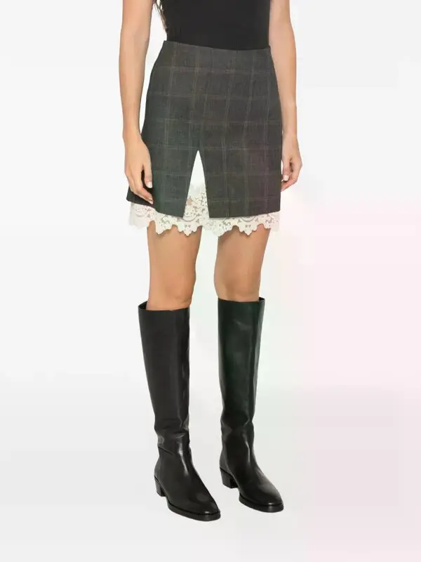 Sandro Lace-trim Checked Skirt