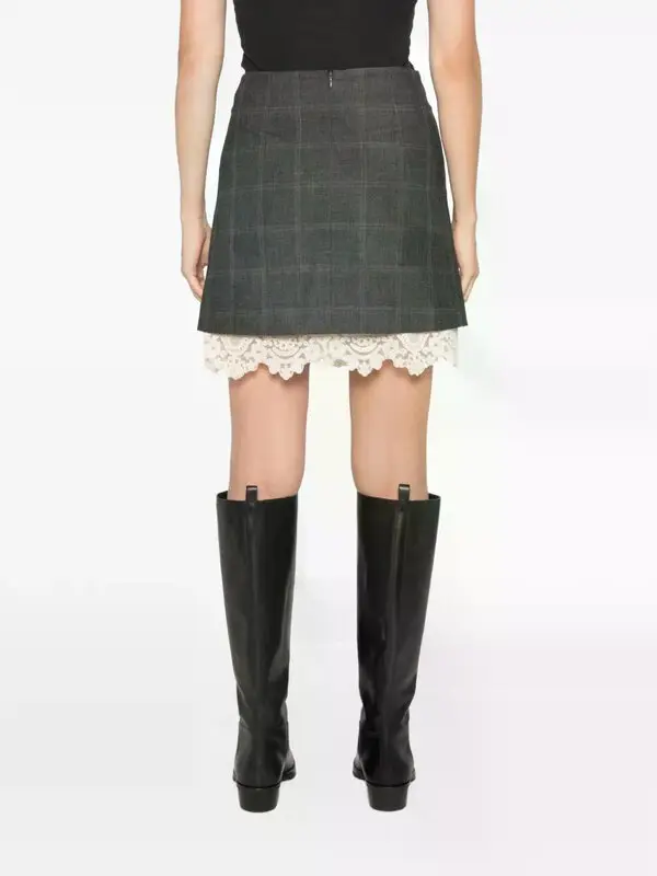 Sandro Lace-trim Checked Skirt