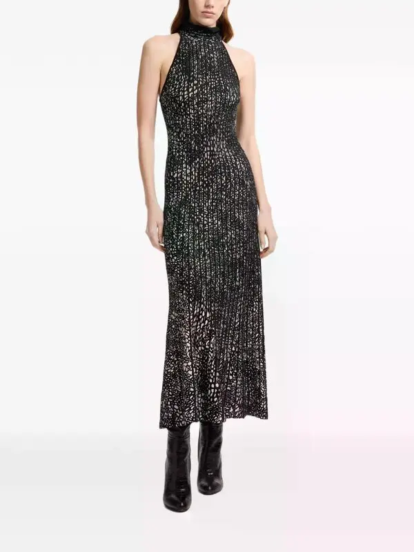Elie Saab Irregular-dot Halter-neck Midi Dress