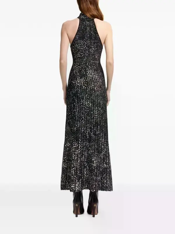 Elie Saab Irregular-dot Halter-neck Midi Dress