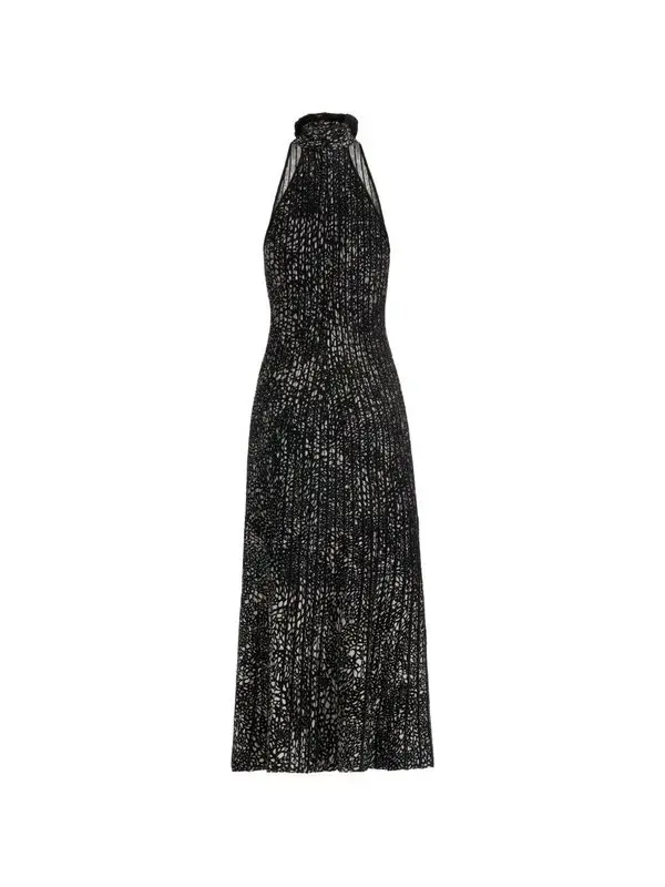 Elie Saab Irregular-dot Halter-neck Midi Dress