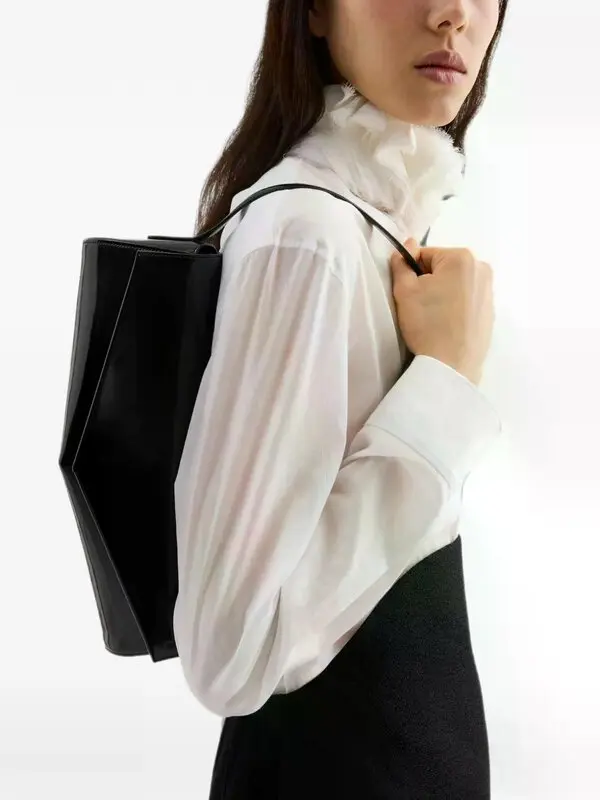 JIL SANDER Kante Flap Shoulder Bag - Black