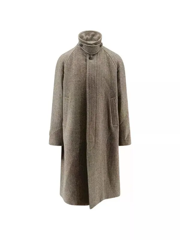 TONYWACK Herringbone-pattern Raglan-sleeve Coat