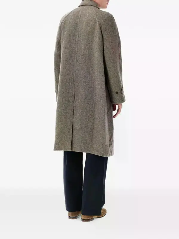 TONYWACK Herringbone-pattern Raglan-sleeve Coat - Neutrals