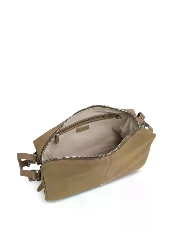 Pinko Buckle-detail Suede Shoulder Bag - Brown