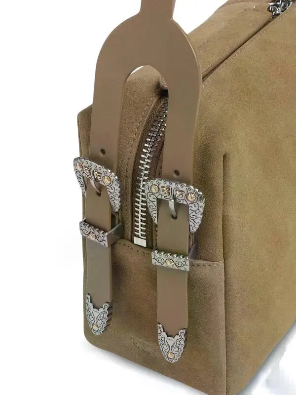 Pinko Buckle-detail Suede Shoulder Bag - Brown