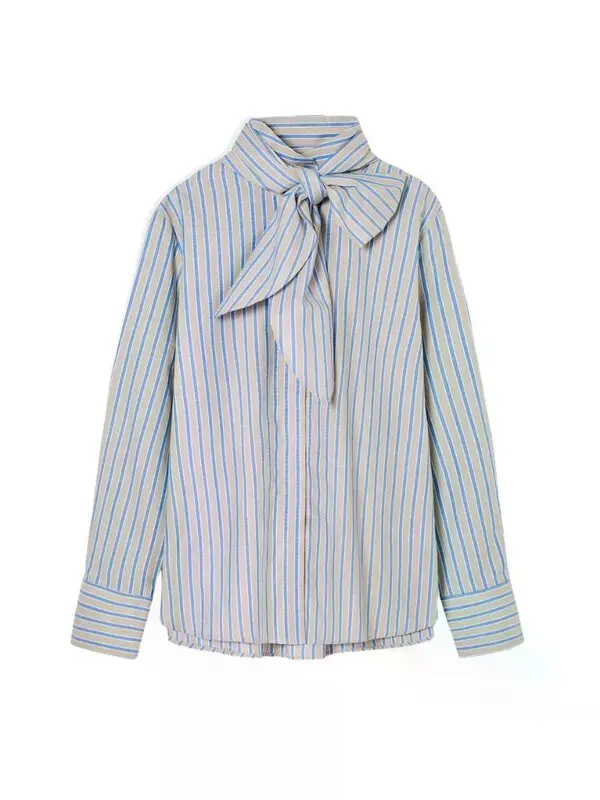 PSOPHIA Pussy-bow Striped Shirt