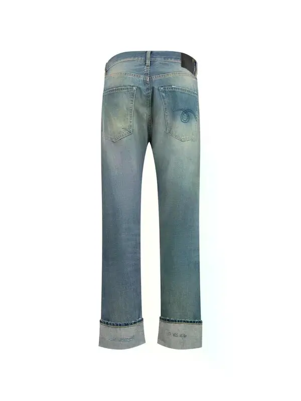 R13 Distressed Cuffed Boyfriend Jeans