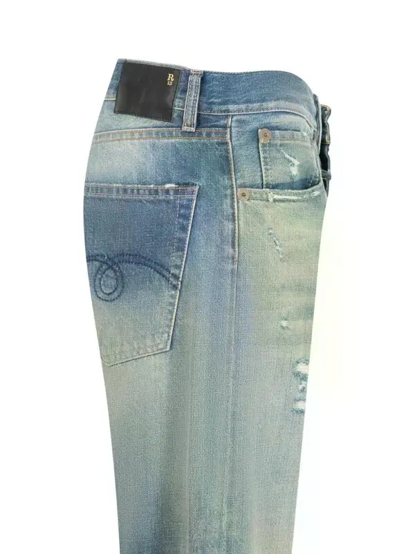 R13 Distressed Cuffed Boyfriend Jeans