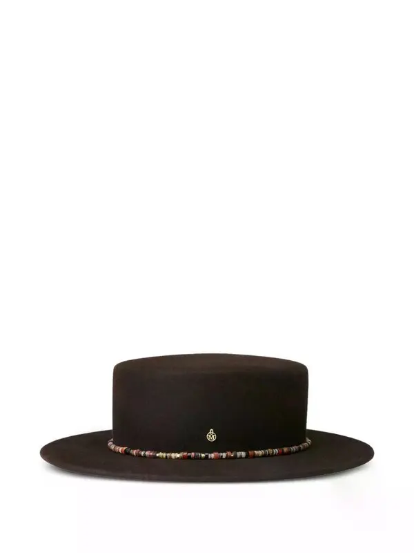 MAISON MICHEL Kiki Bead-embellished Boater Hat - Brown