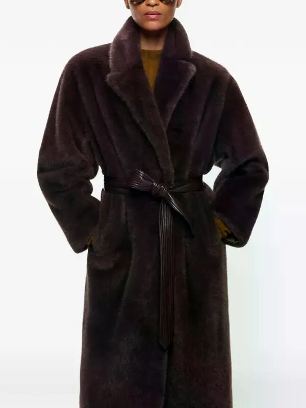 Pinko Long Faux-fur Coat With Belt