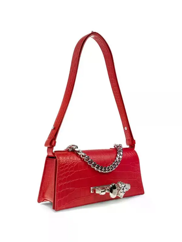 Alexander McQueen Mini Jewelled Croc-effect Tote Bag