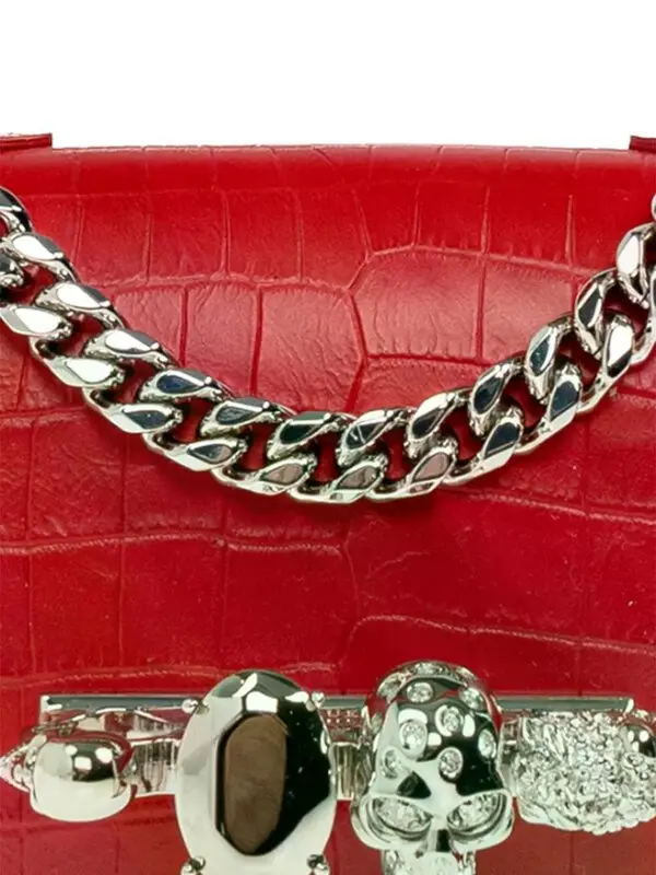 Alexander McQueen Mini Jewelled Croc-effect Tote Bag