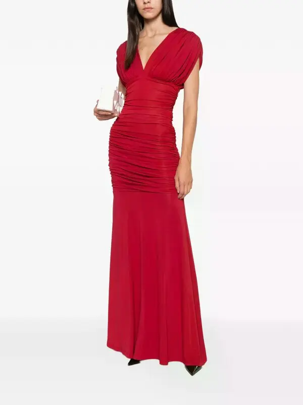 Simkhai Norvelle Ruched Maxi Dress - Red