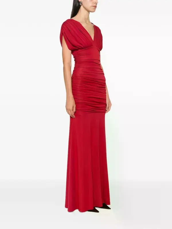 Simkhai Norvelle Ruched Maxi Dress - Red