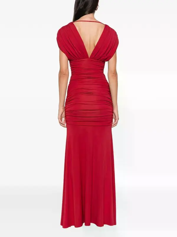 Simkhai Norvelle Ruched Maxi Dress - Red