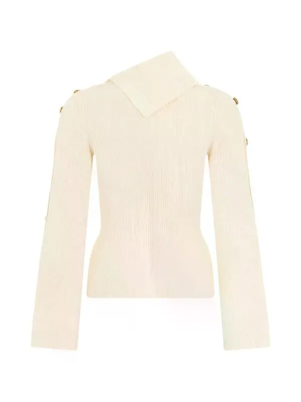 Elisabetta Franchi Asymmetrical-collar Button-embellished Sweater