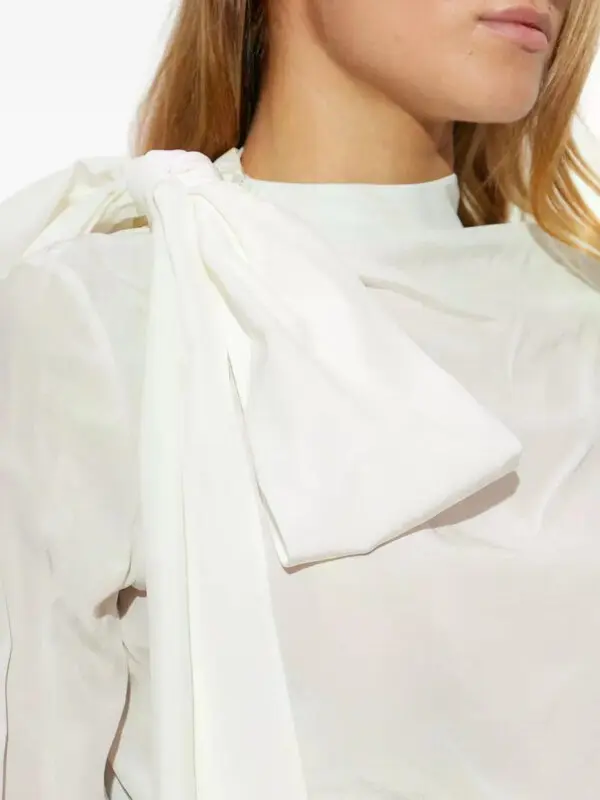 Alexander McQueen Bow-detail Silk Shirt - White