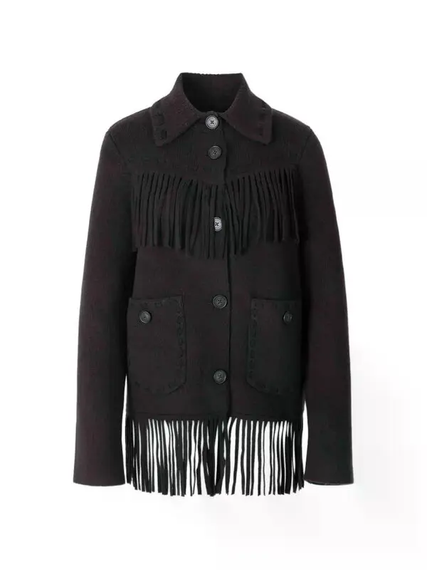 Guest In Residence Fringe-trimmed Whipstitch Cardigan - Brown