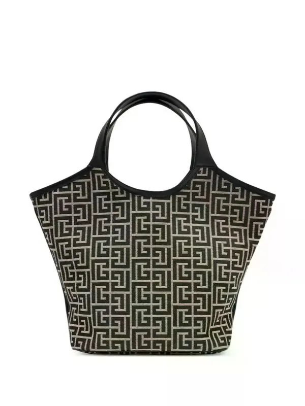 Balmain Monogram-pattern Leather Tote Bag