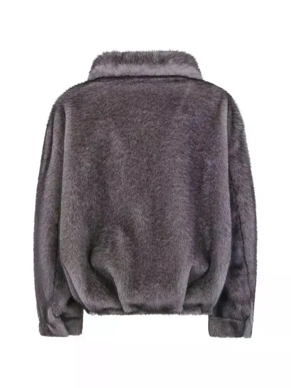 DRHOPE Faux-fur Belted Jacket - Grey
