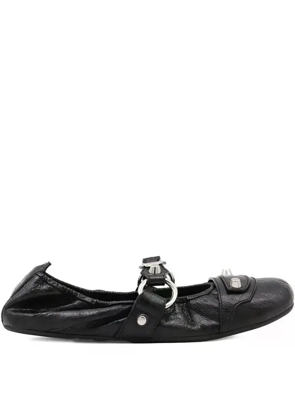 Balenciaga Le City Buckle-embellished Leather Flats - Black